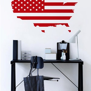 USA MAP DECAL- Large Vinyl Flag Map Sticker - Rustic Wall Art - M004 - Etsy