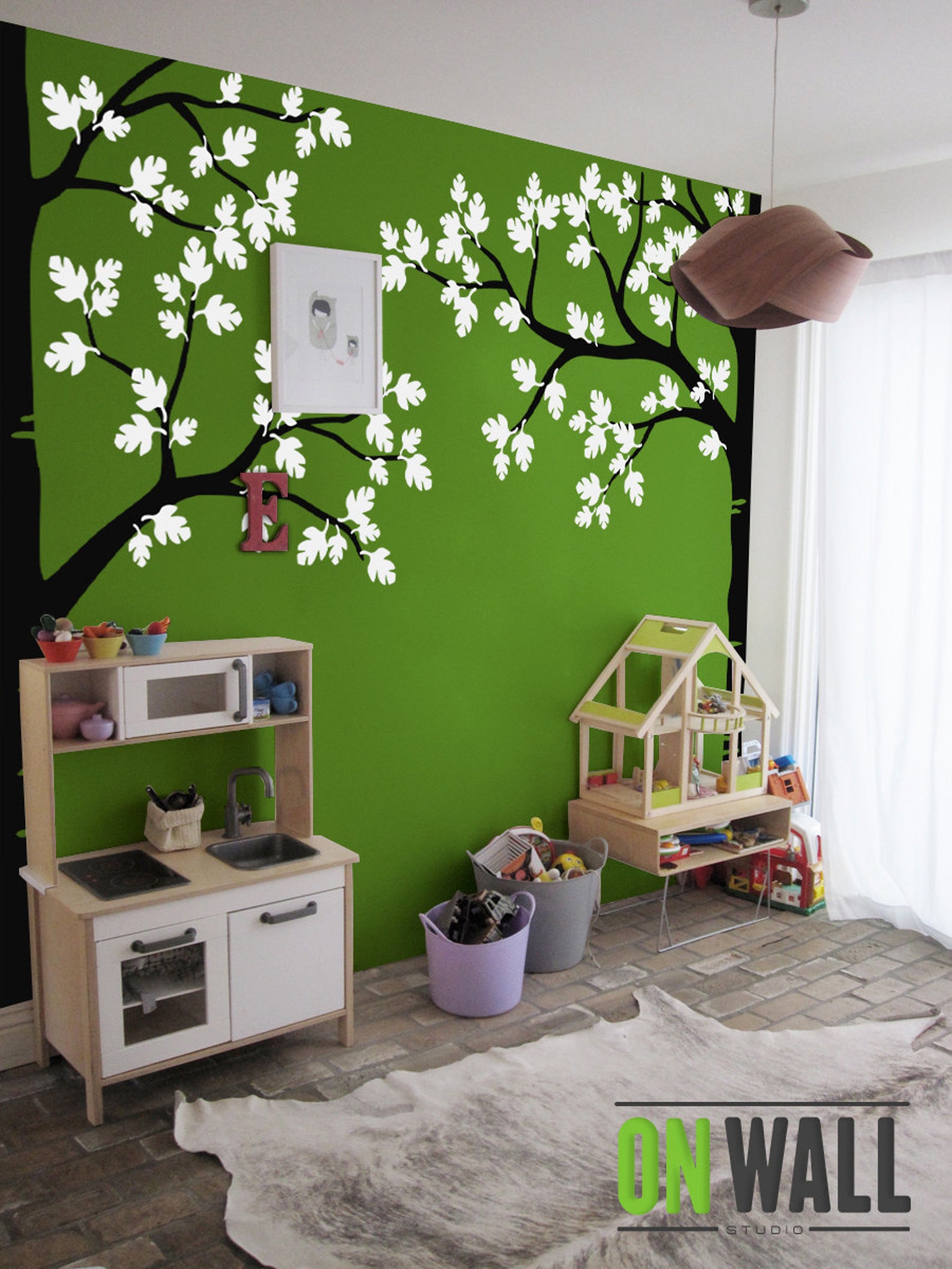 TREE WALL DECAL Corner Wall Sticker Set of Two Murals - Etsy