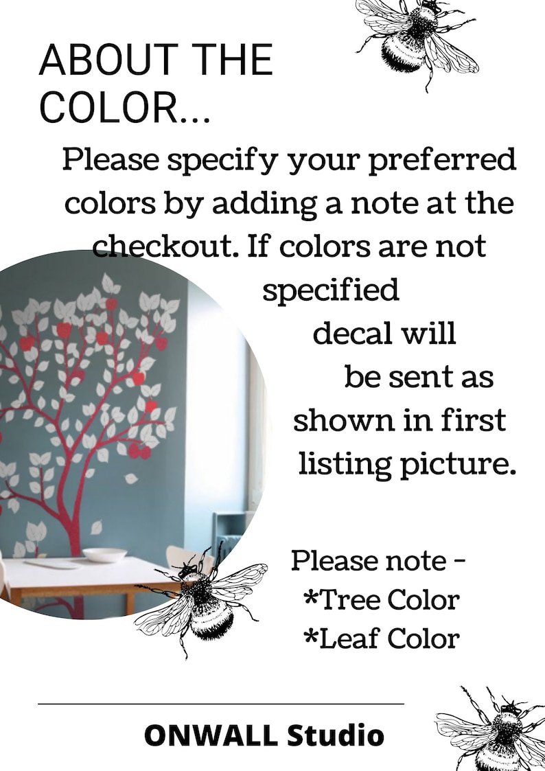 TREE WALL DECAL - Apple Tree Wall Sticker - Tree Nursery Wall Mural ...
