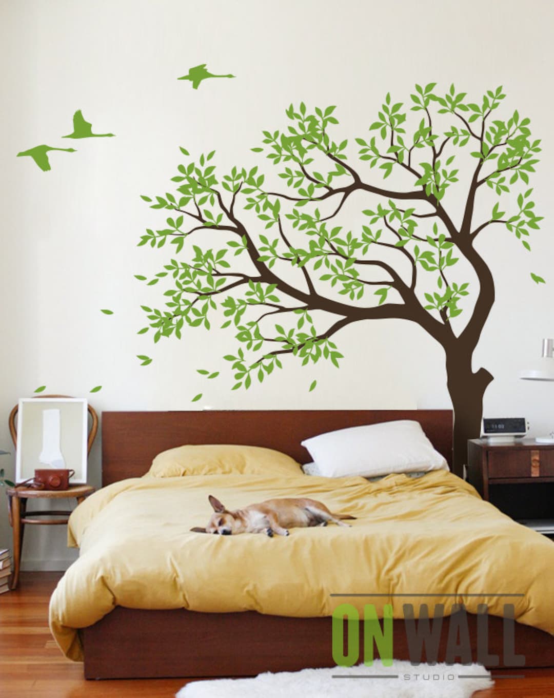 Stunning Large Tree Wall Decal With Cranes - Unique Vinyl Decor for ...