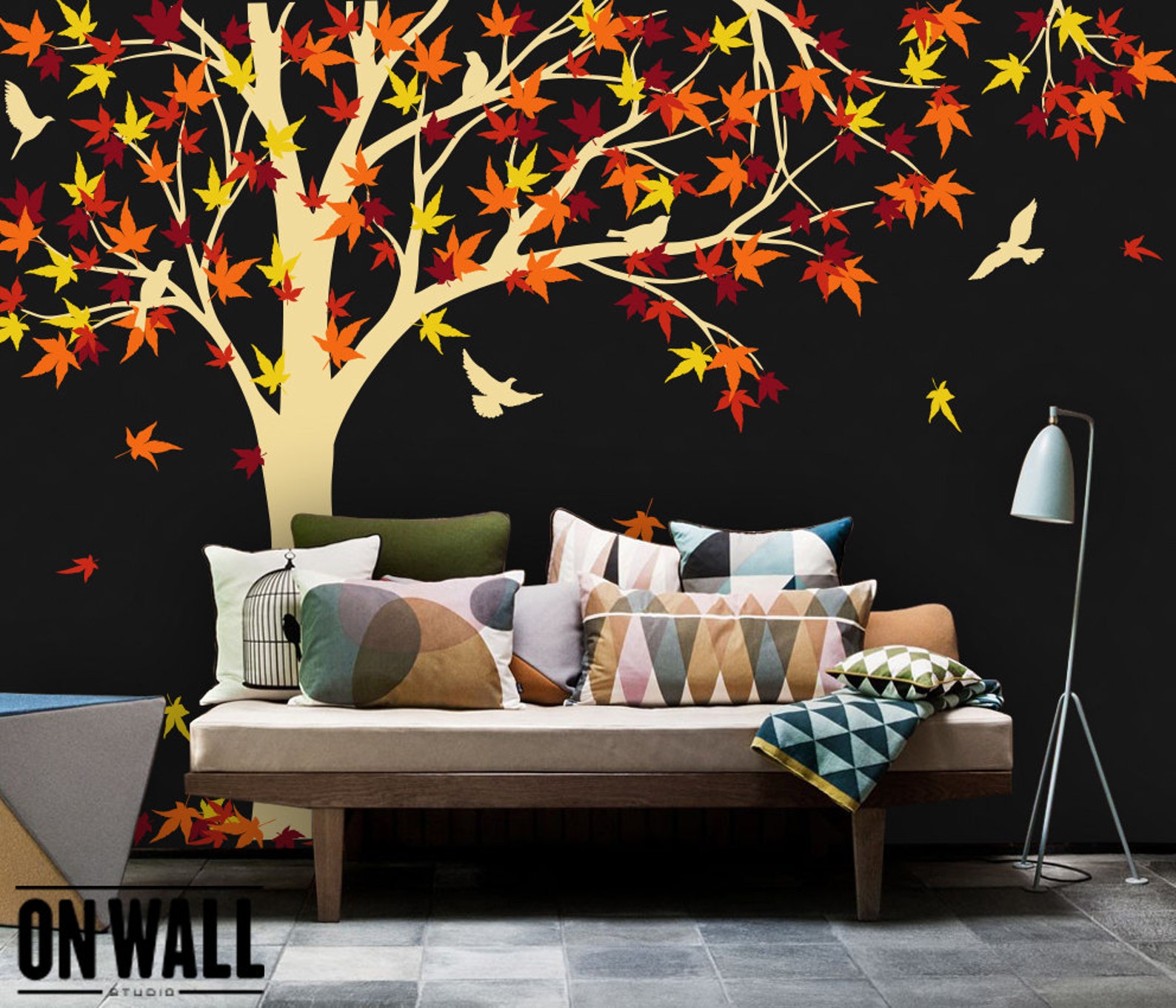 TREE WALL DECAL Large Bedroom Wall Sticker Colorful Vinyl - Etsy