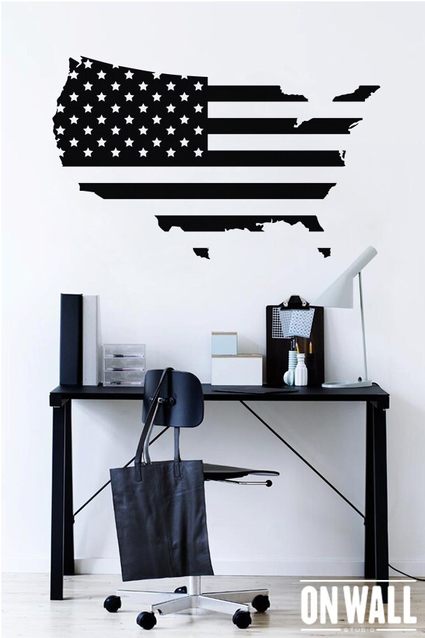 USA MAP DECAL Large Vinyl Flag Map Sticker Rustic Wall Art - Etsy