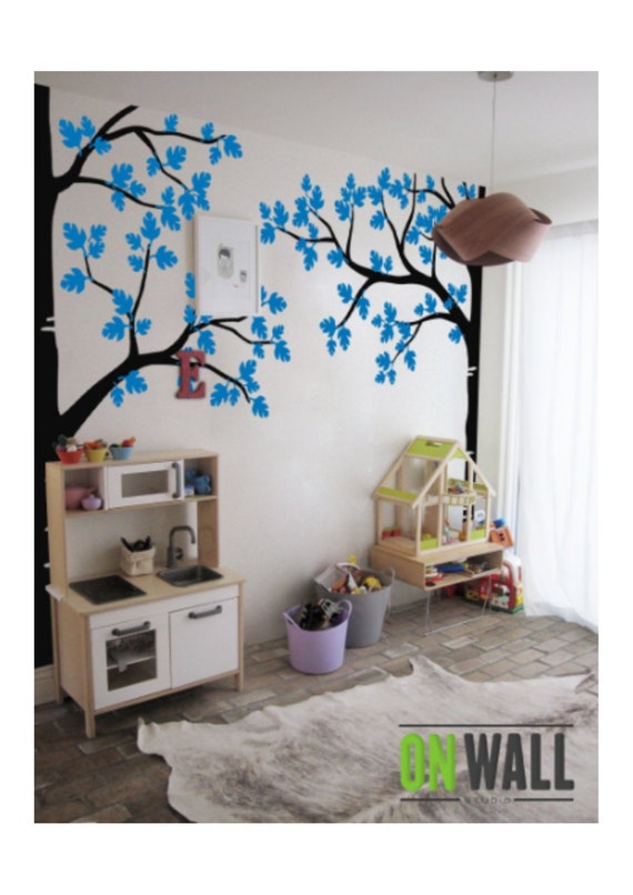 TREE WALL DECAL Corner Wall Sticker Set of Two Murals - Etsy