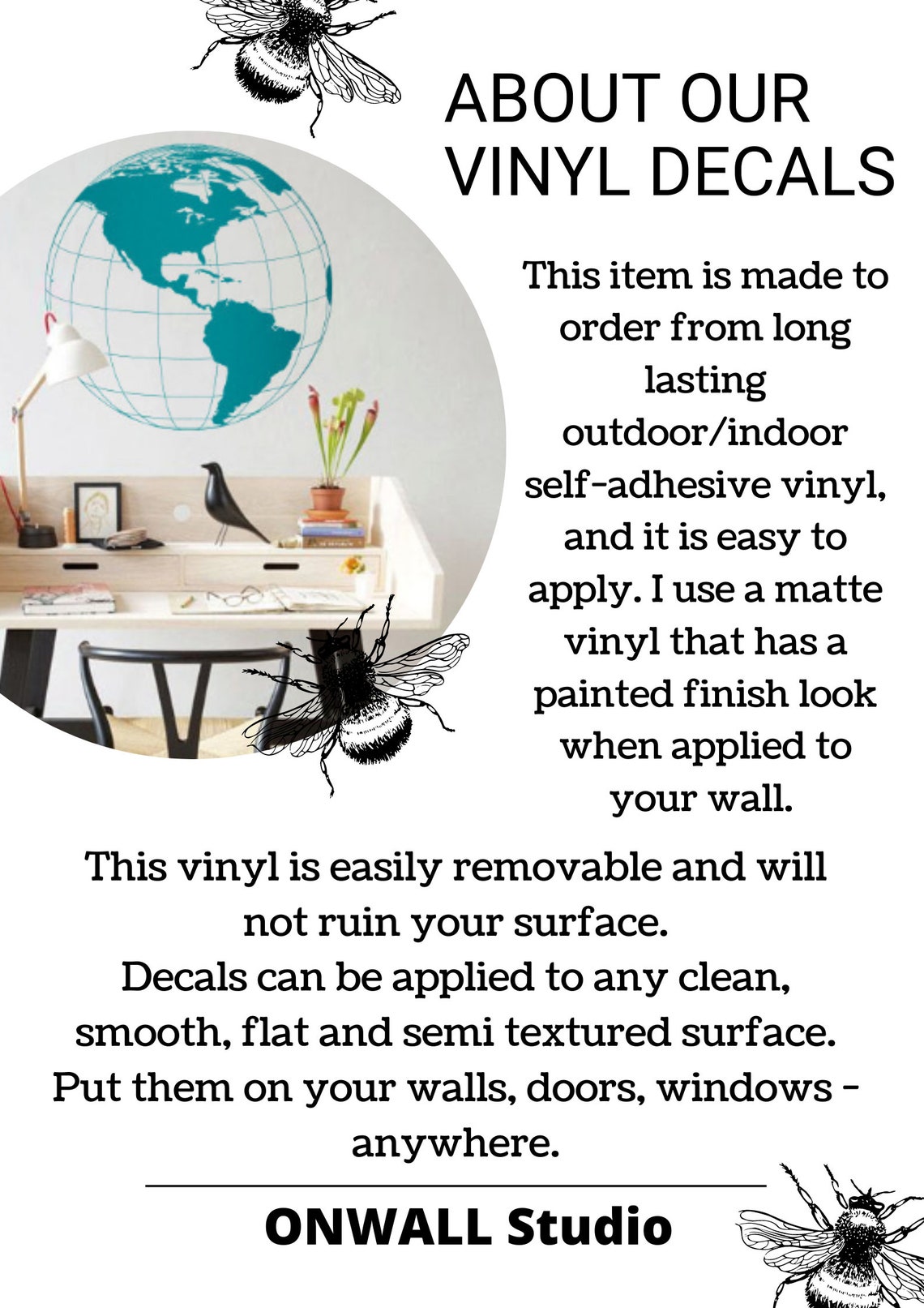 GLOBE DECAL - Large World Map Sticker - Back to School Mural - WM006 - Etsy