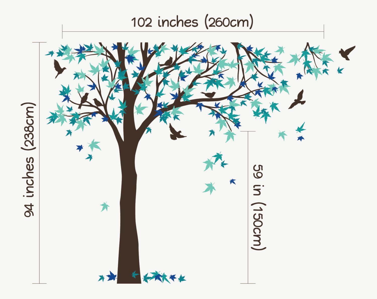 Large Autumn Tree Decal Nursery Vinyl Decal Tree Wall Decal | Etsy