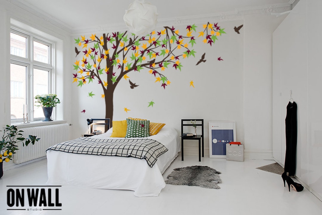 Large Autumn Tree Decal, Nursery Vinyl Decal, Tree Wall Decal, Vinyl ...