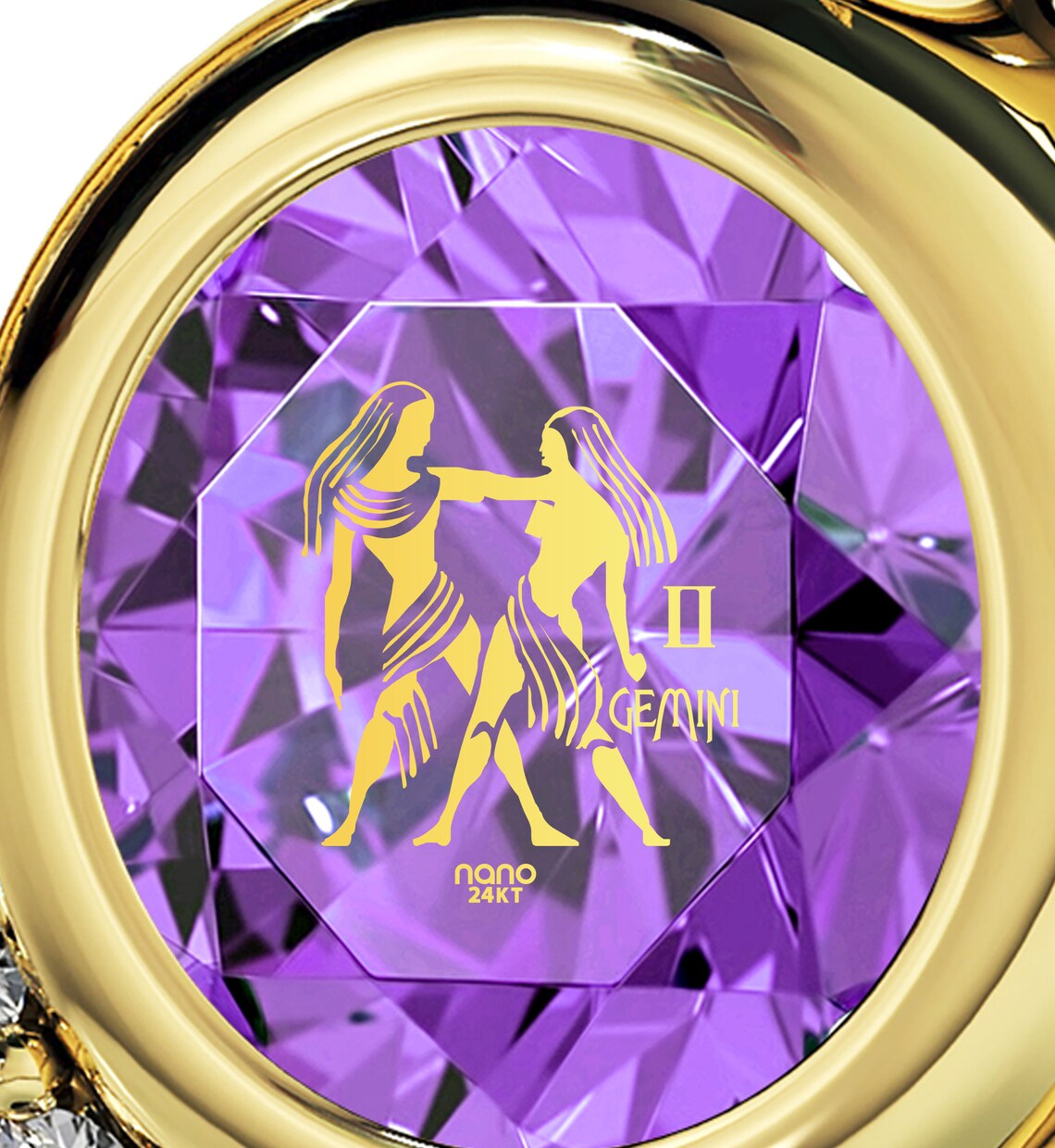 Zodiac Heart Pendant, Gold Plated Silver Gemini Necklace Inscribed in ...