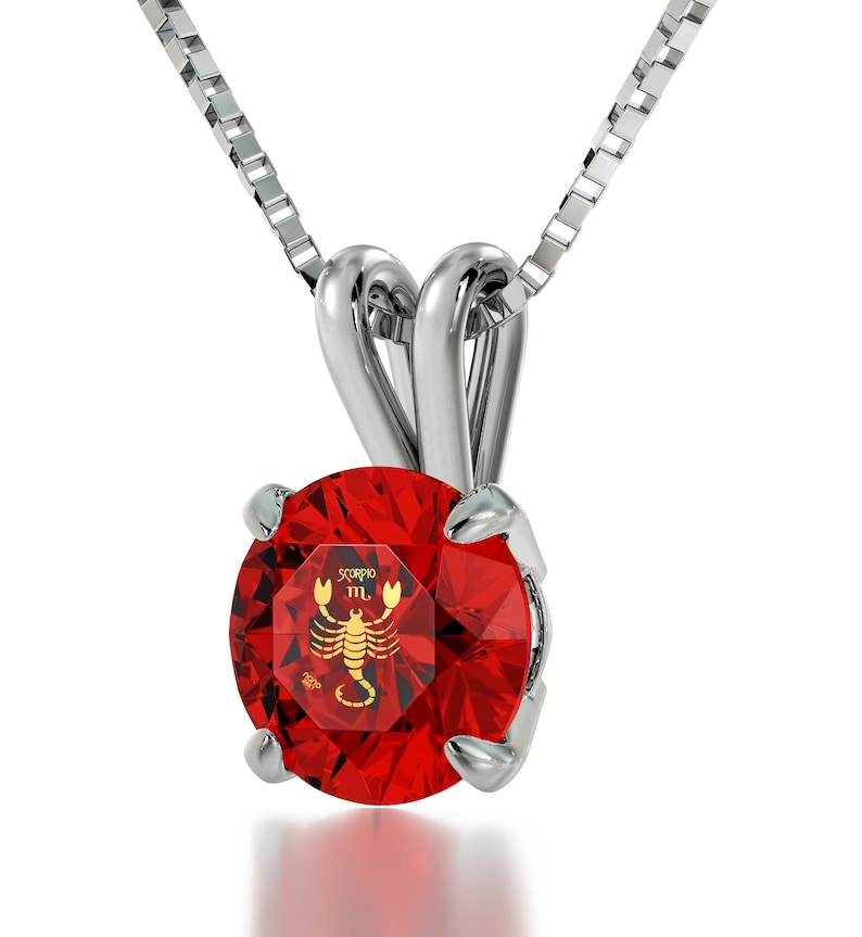 925 Sterling Silver Zodiac Pendant Scorpio Necklace Inscribed in 24k ...