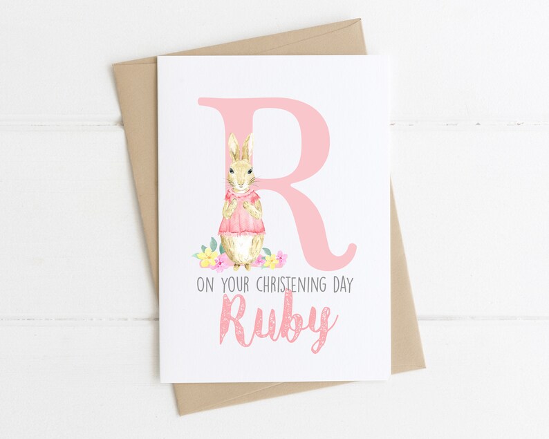 On Your Christening Day Card | Pink Rabbit | Christening | Baby Girl ...