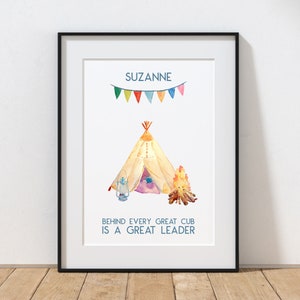 Personalised Beaver, Cub, Scout Leader Campfire Print | Beaver Leader ...