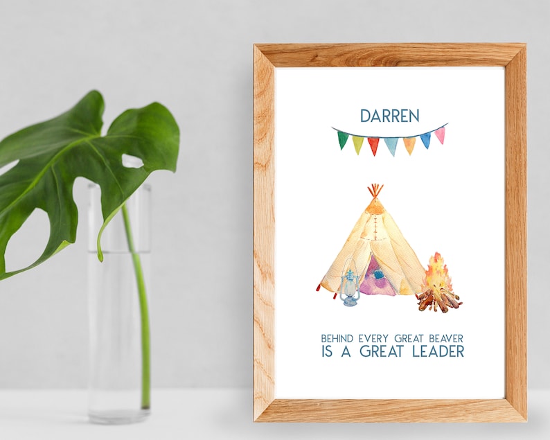 Personalised Beaver Cub Scout Leader Campfire Print Beaver - Etsy UK