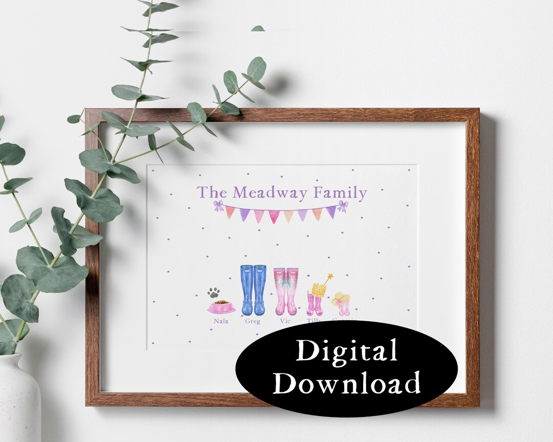 Family Welly Boot Print DIGITAL DOWNLOAD | Welly Boot Family | Family ...