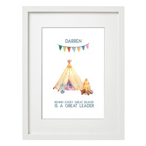 Personalised Beaver, Cub, Scout Leader Campfire Print | Beaver Leader ...