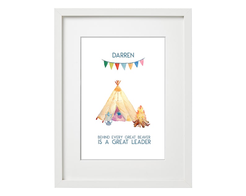 Personalised Beaver Cub Scout Leader Campfire Print Beaver - Etsy UK