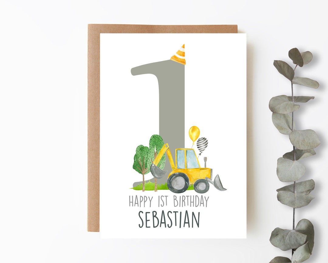 Kids Birthday Card Digger Digger Card Digger Cards 3rd Birthday Card ...