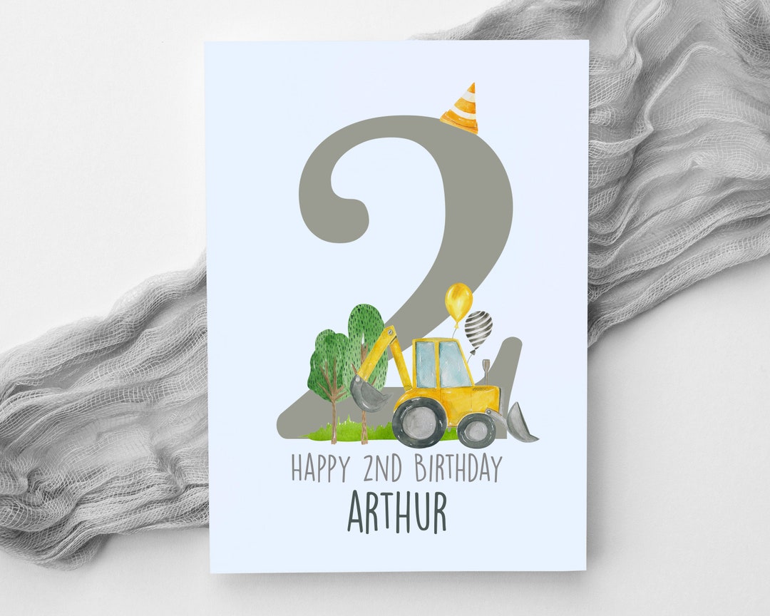 Kids Birthday Card Digger Digger Card Digger Cards 3rd - Etsy