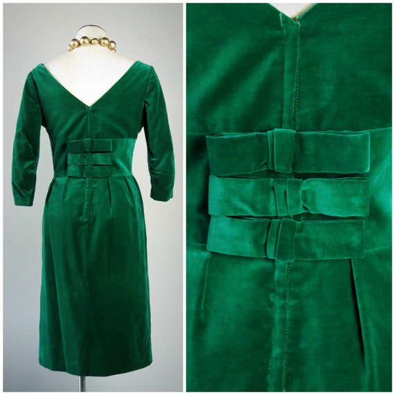 Vintage 1950s Velvet Cocktail Shelf Bust Sheath Dress… - Gem