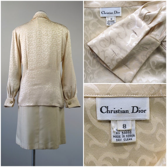 Vintage 1980s Christian Dior Baroque Silk Satin Damas… - Gem