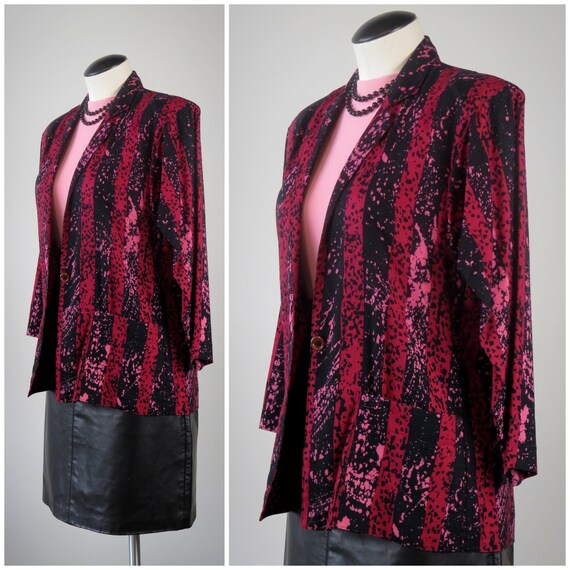 Vintage 1980s New Wave Graffiti Print Blazer - SIZE M… - Gem