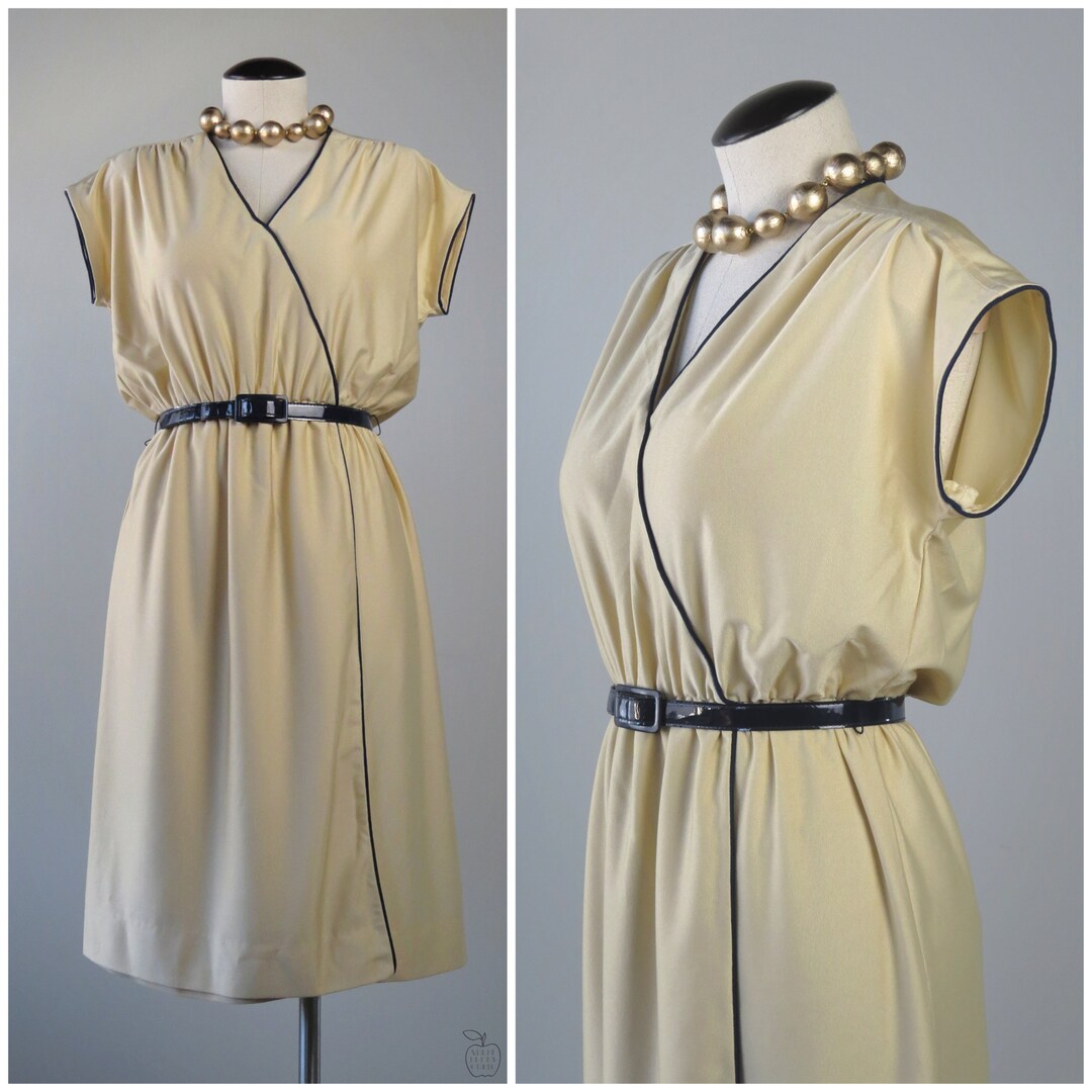 Vintage 1970s Midi Surplice Wrap Dress SIZE M to XL Qiana Nylon ...