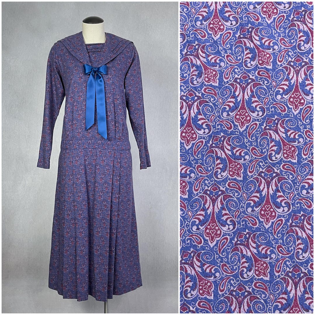 Vintage 1980s Does 20s Laura Ashley Middy Dress - Size S/4 - 1920s Drop ...