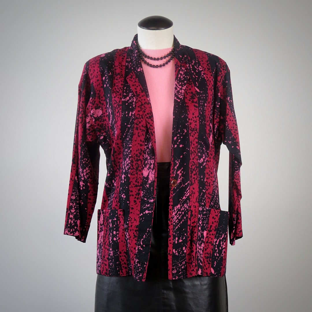 Vintage 1980s New Wave Graffiti Print Blazer - SIZE M - Punk Stripe ...