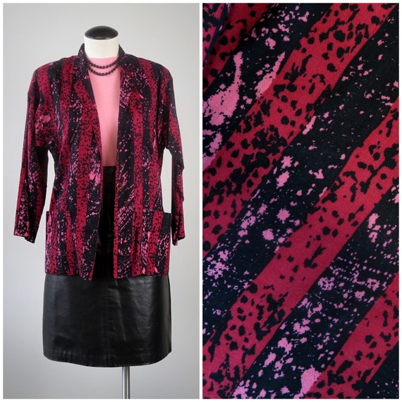 Vintage 1980s New Wave Graffiti Print Blazer - SIZE M… - Gem