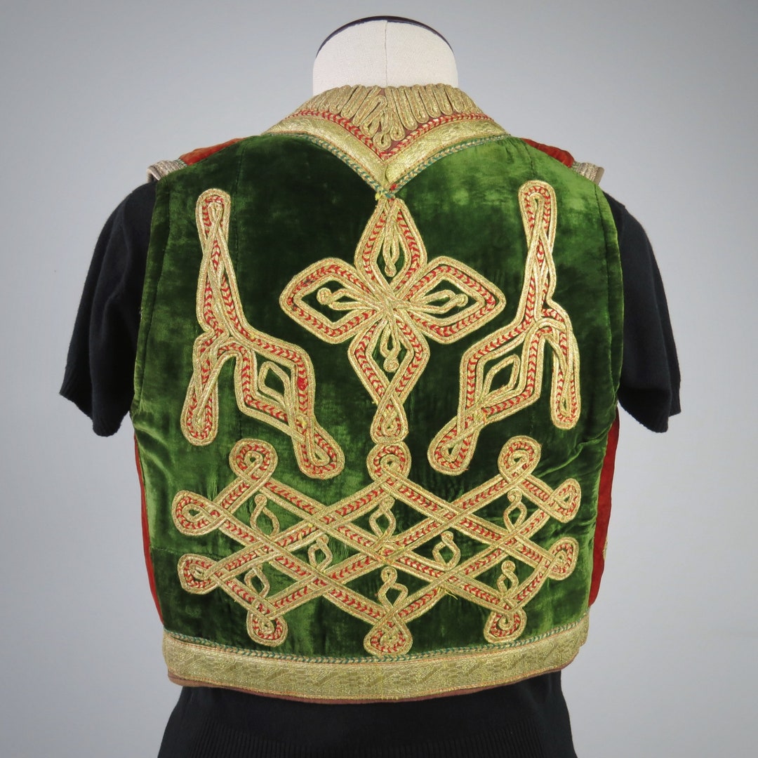 Vintage 1960s RARE Pashtun Folk Vest - SIZE S - Embroidered Silk Velvet ...