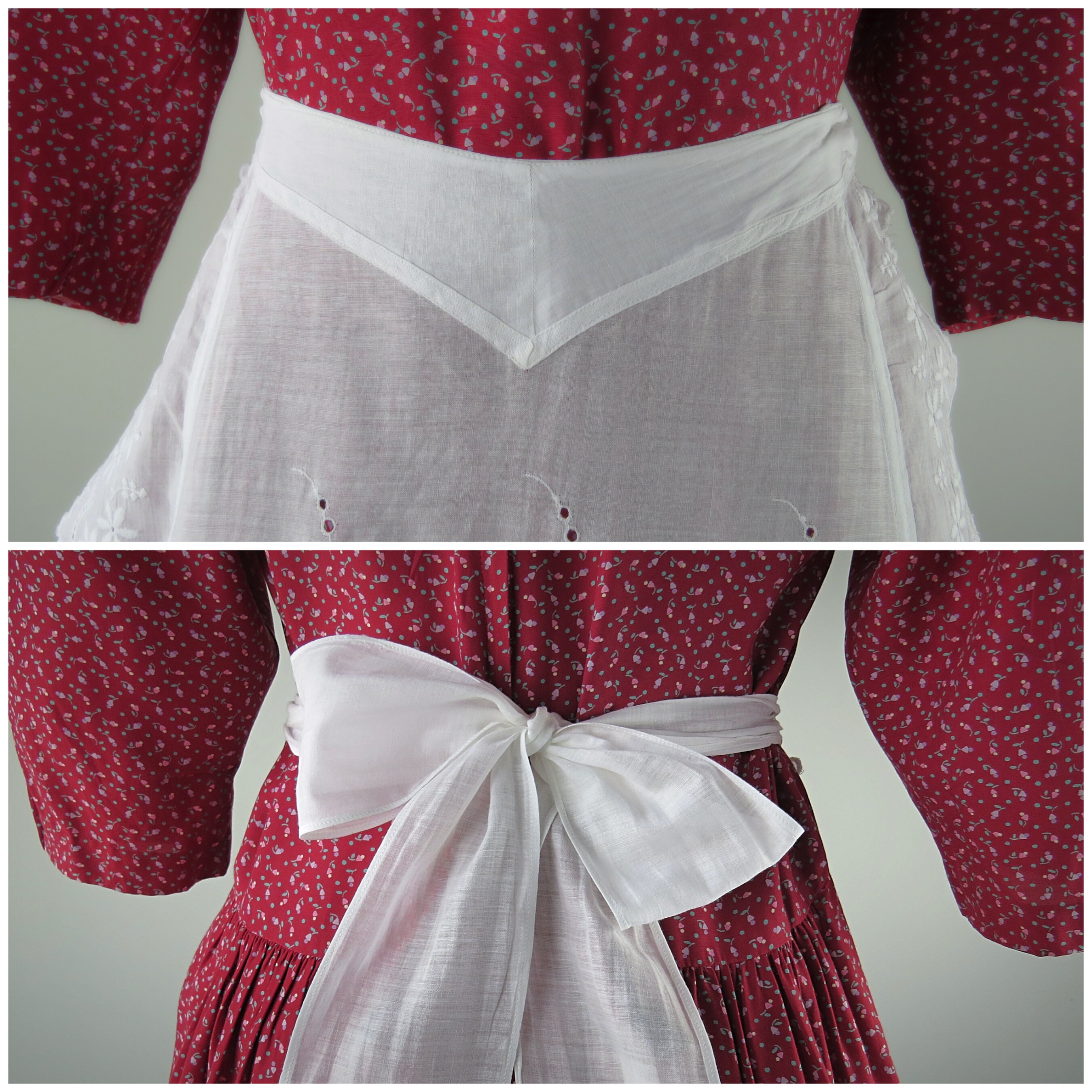 Vintage 1900s Gibson Girl Afternoon Tea Half Apron - Embroidered Cotton ...