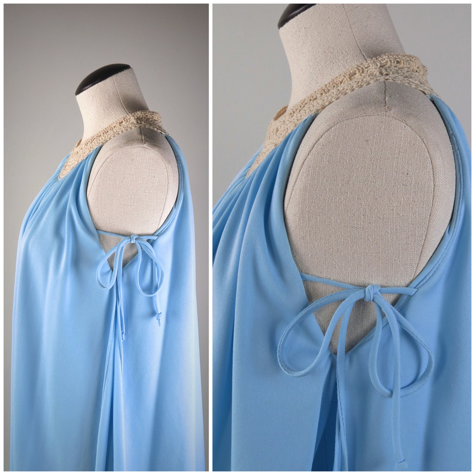 Vintage 1970s Sky Goddess Macrame Halter Maxi Dress SIZE XS to S ...