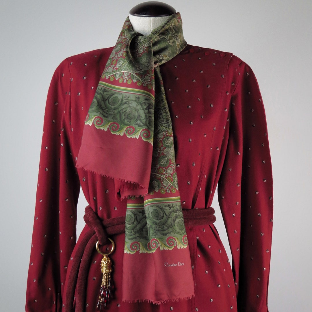 Vintage 1980s Celtic Baroque Silk Opera Scarf - CHRISTIAN DIOR Monsieur ...