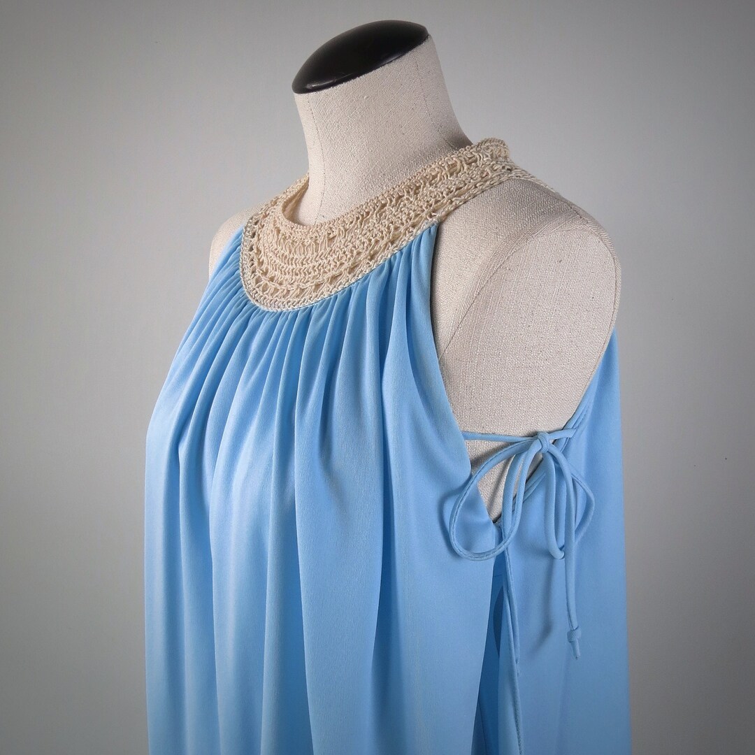 Vintage 1970s Sky Goddess Macrame Halter Maxi Dress - SIZE XS to S ...