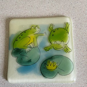 Handmade Fused Glass Coaster With Frog on Lilypad Design - Made to ...