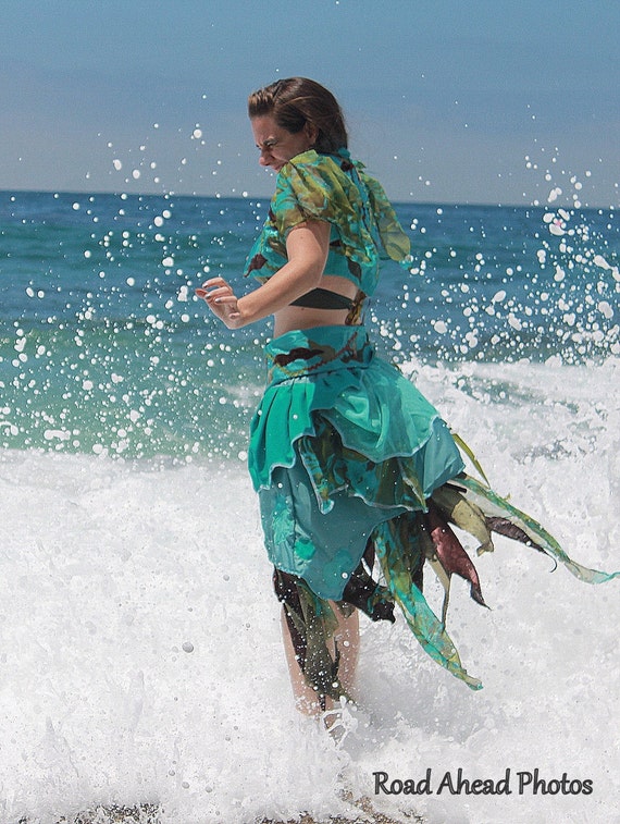 Mermaid Princess. Tattered Hem in Teal and Brown - Etsy