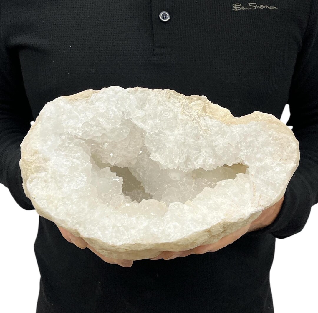 Huge Natural Broken Moroccan Geode White Clear Quartz Crystals 9.25 17. ...