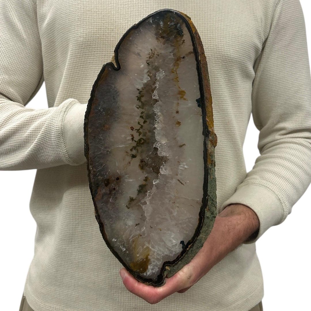 Large Agate Slab | Slice - Thick W/ Metal Stand - Natural Brown Color ...