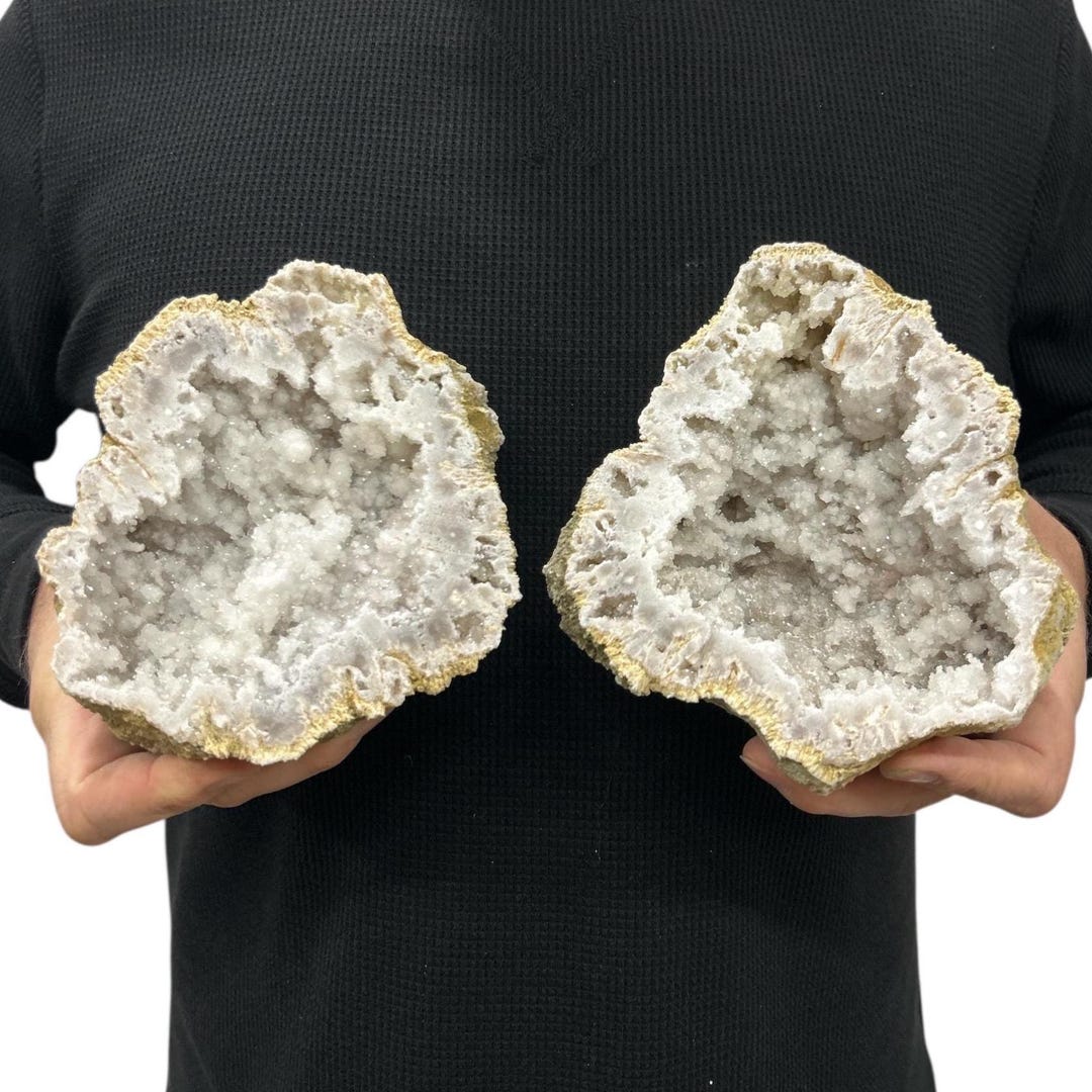 Large 6” Saw Cut Geode Half Pairs W/ Metal Stands | Moroccan Druzy ...