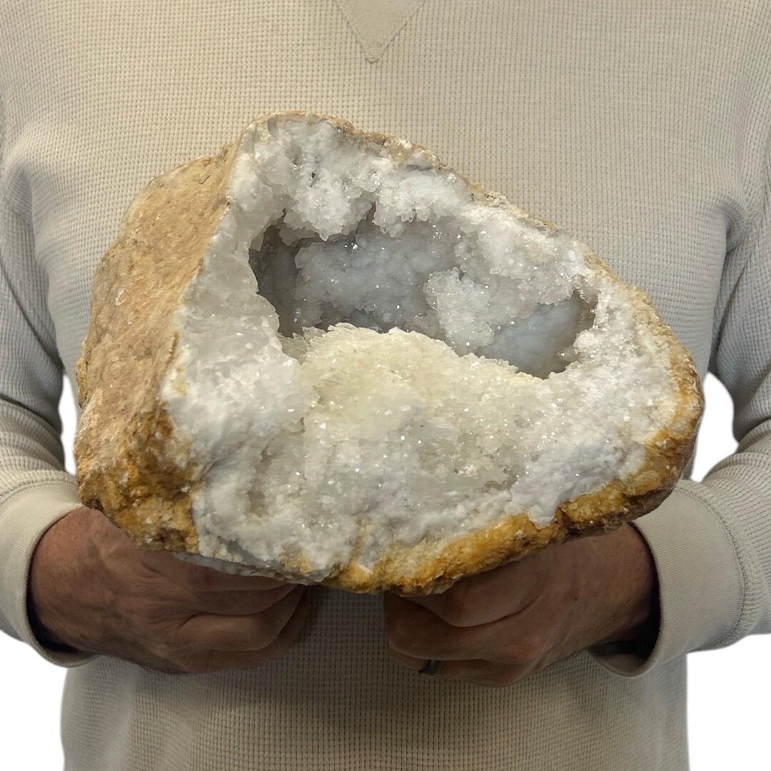 Huge Natural Broken Moroccan Geode Druzy Cave White | Clear Quartz ...