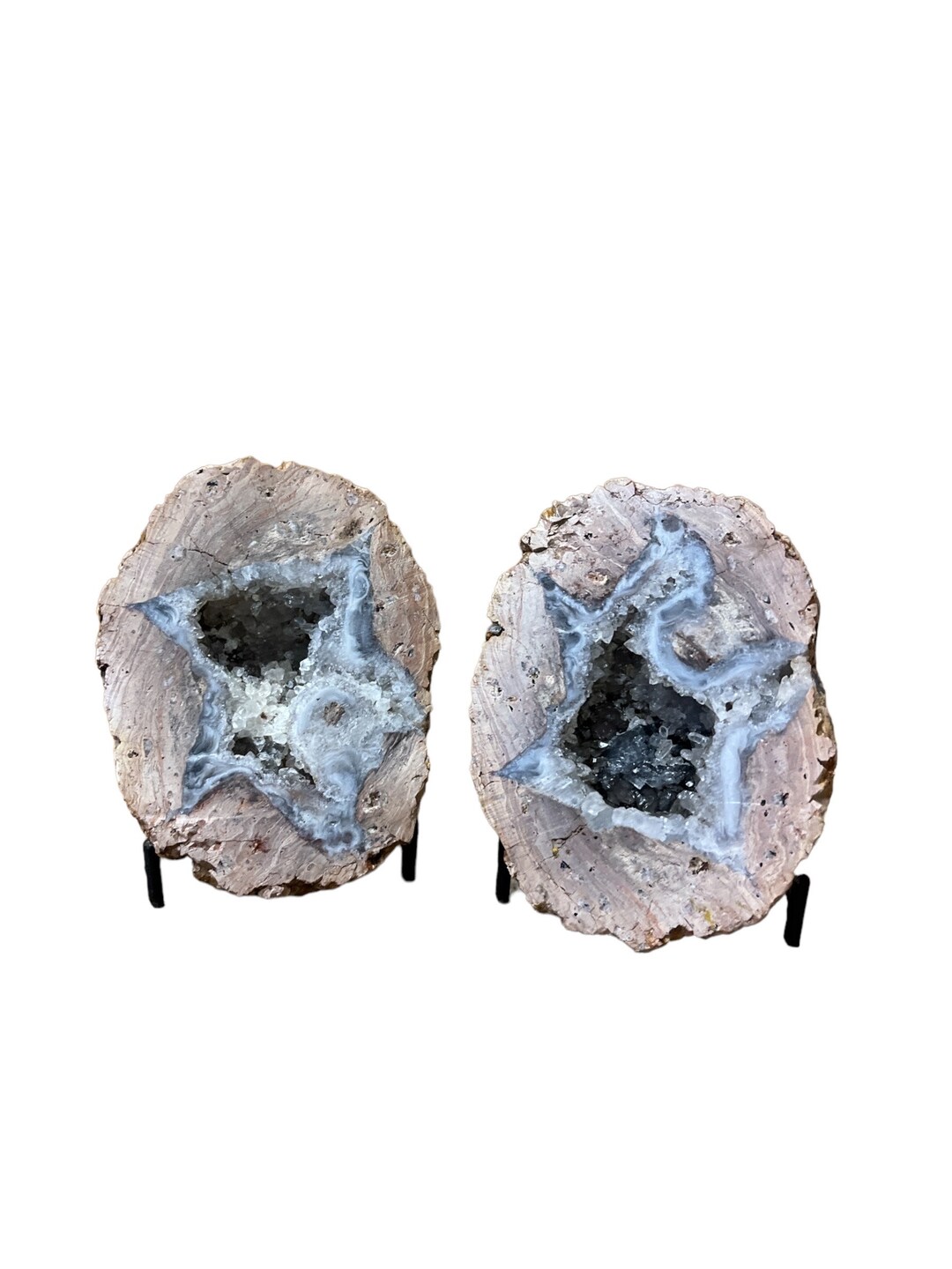 Large Cut Geode Pair 3.5" | Crystal Canyon Geode W/ 2 Small Stands - Etsy