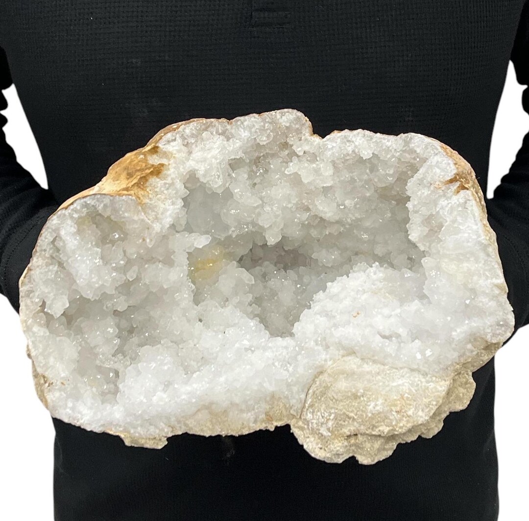 Huge Natural Broken Moroccan Geode White Clear Quartz Crystals 9.75 11. ...