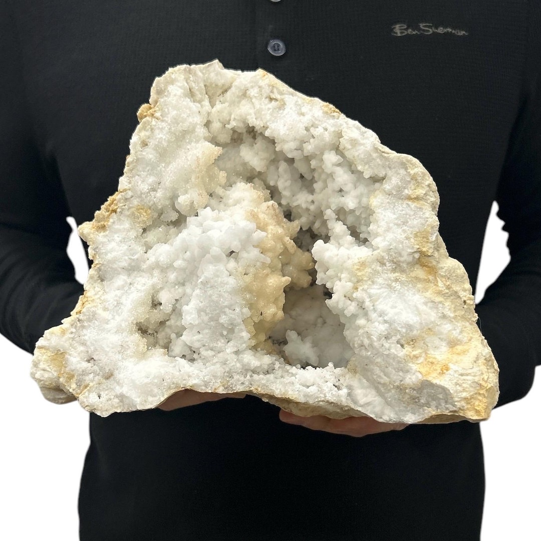 Large Natural Broken Moroccan Geode White | Clear Quartz Crystals 9” 13 ...