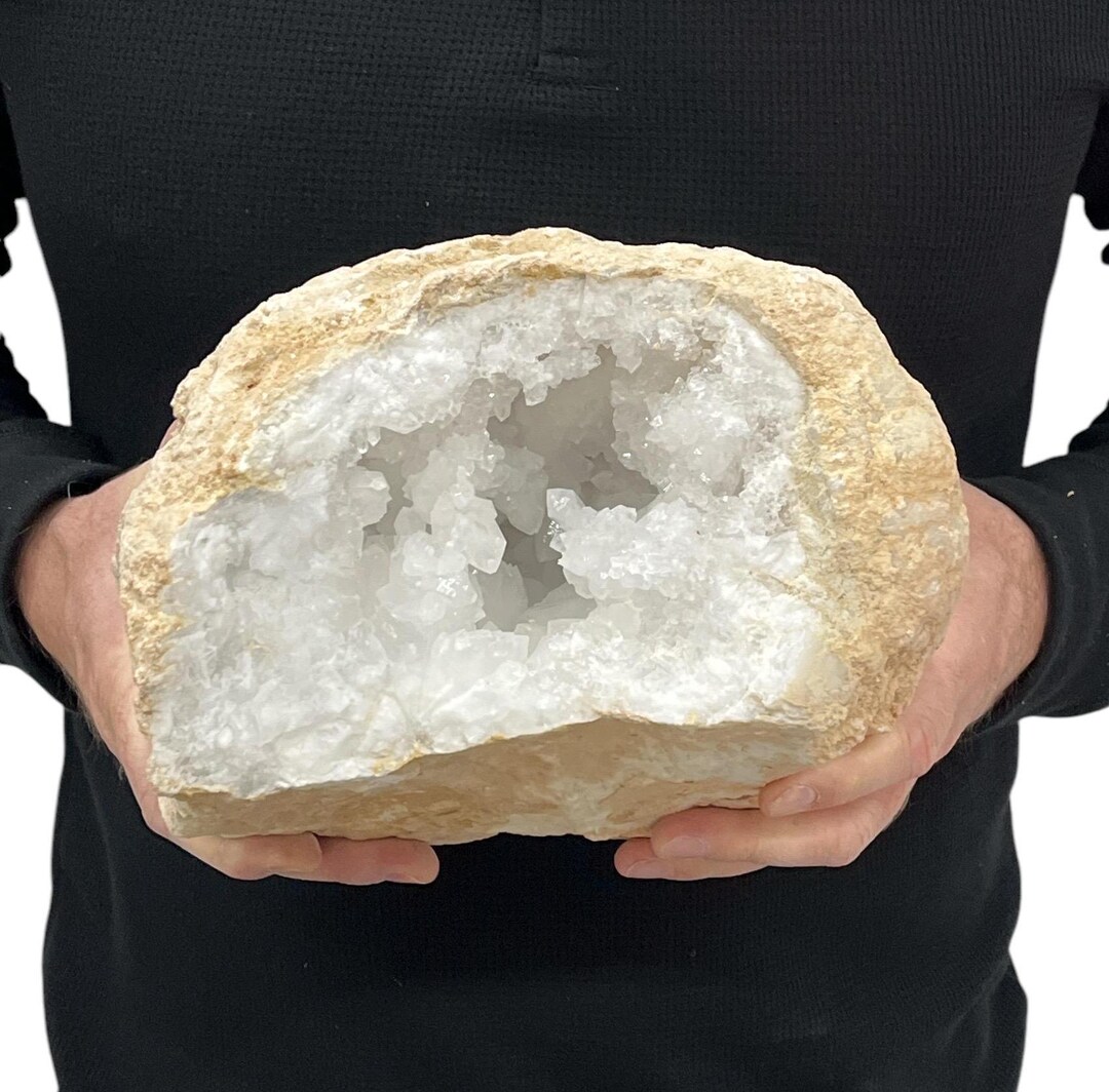 Huge Natural Broken Moroccan Geode Druzy Cave White Clear Quartz ...