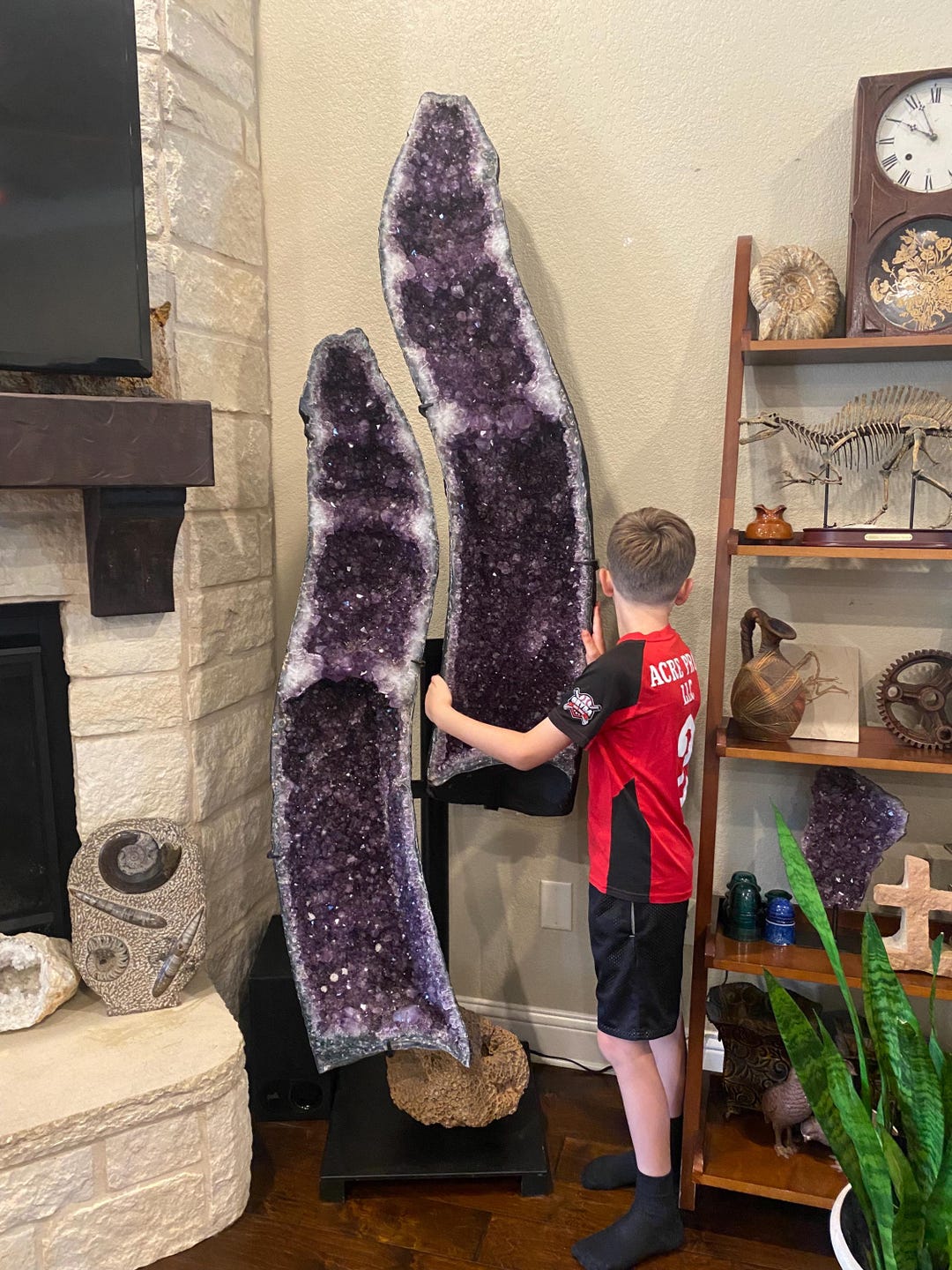 Huge Double Natural Purple Amethyst Cathedral Tower 350 Lbs | Standing ...