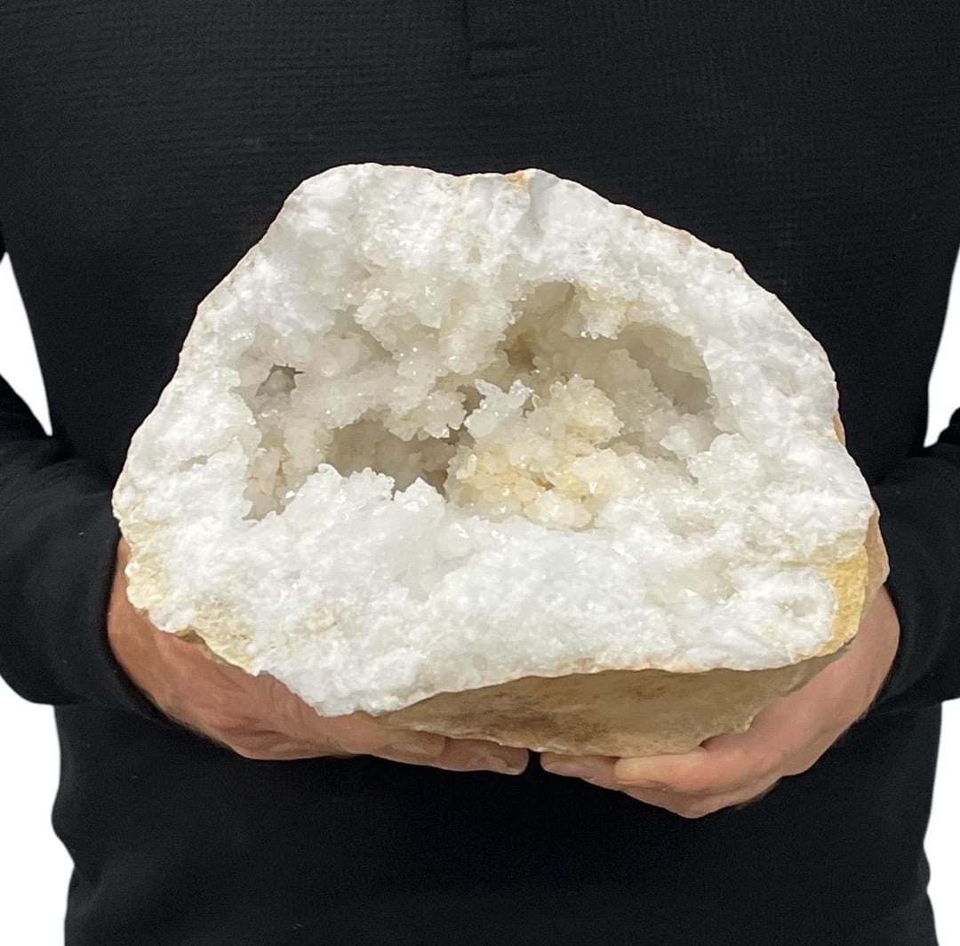 Huge Natural Broken Moroccan Geode White | Clear Quartz Crystals 8.75 ...