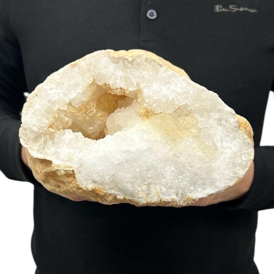 Large Natural Broken Moroccan Geode White | Clear Quartz Crystals 8” 15 ...