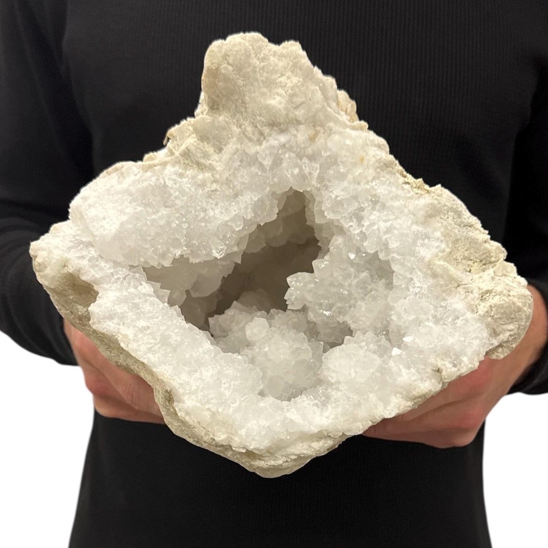 Large Natural Broken Moroccan Geode White | Clear Quartz Crystals 9.5 ...