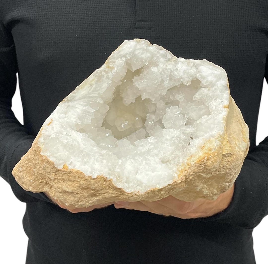 Huge Natural Broken Moroccan Geode White | Clear Quartz Crystals 7.5 ...