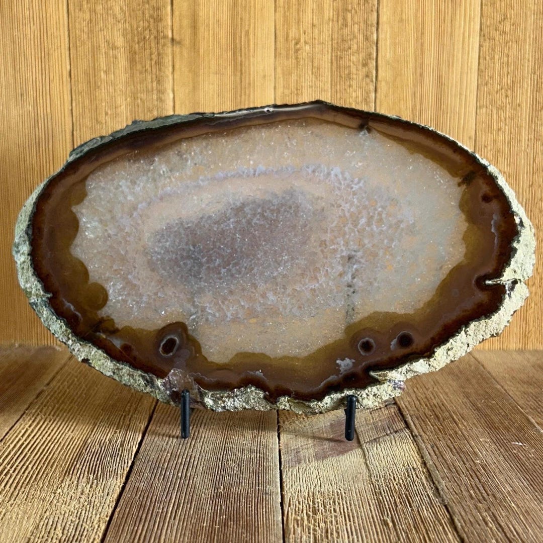 Large Agate Slab Slice Thin W/ Metal Stand Natural Red Color 8 Home ...