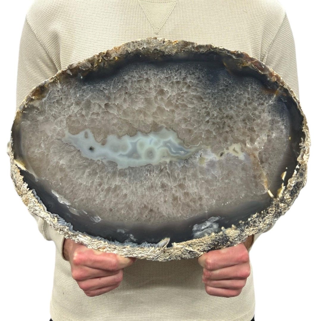 Huge Agate Slab Slice Thick W/ Metal Stand Natural Blue Color 17 Home ...