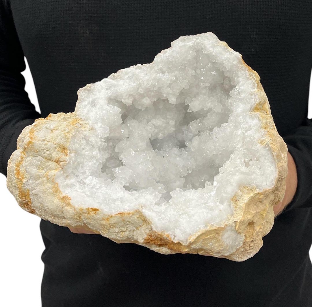 Huge Natural Broken Moroccan Geode White Clear Quartz Crystals 7.75 8. ...